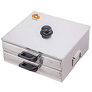 E-KEYWAY Top Open Chinese Rice Noodle Roll Food Steamer with Extra Tray Stainless Steel Square Tier/Layer Cooking Cuisine Guangdong Recipes Cookware (Tier-O2-L)