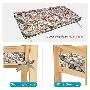 NettyPro Outdoor Patio Bench Swing Cushion Cover Replacement Water Resistant UV Protection Outside Loveseat Cushion Slipcovers with Zipper, 45 x 18 x 3 Inch