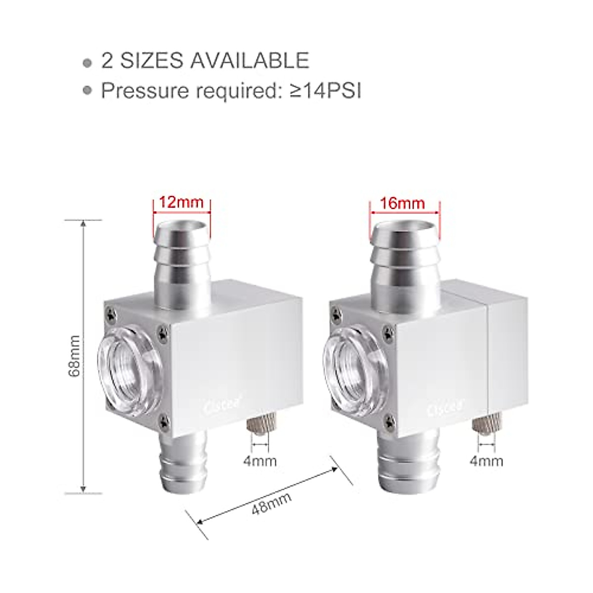 Clscea External Inline CO2 Diffuser Atomizer Aluminum Alloy for Planted Aquarium 16 mm