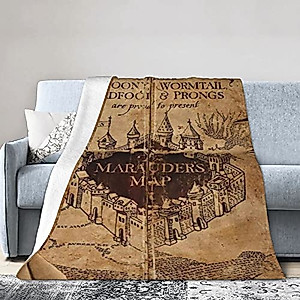Fleece Throw Blanket for Couch Sofa or Bed, Mar-auders Map Soft Fuzzy Plush Blanket, Luxury Flannel Lap Blanket, Super Cozy and Comfy for All Seasons 80x60 inch