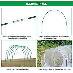 JCKHXG Garden Netting Kit, 10x30FT Ultra Fine Mesh Netting ＆6 Sets of 8FT Fiberglass Garden Hoops for Raised Beds, Vegetable Plants Fruits Flowers Birds Animals Barrier Protection Net