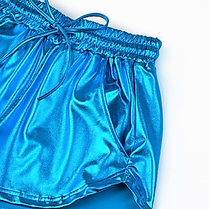 Metallic Shorts for Women Neon Shorts Rave Bottom Shiny Yoga Elastic Waist Pant