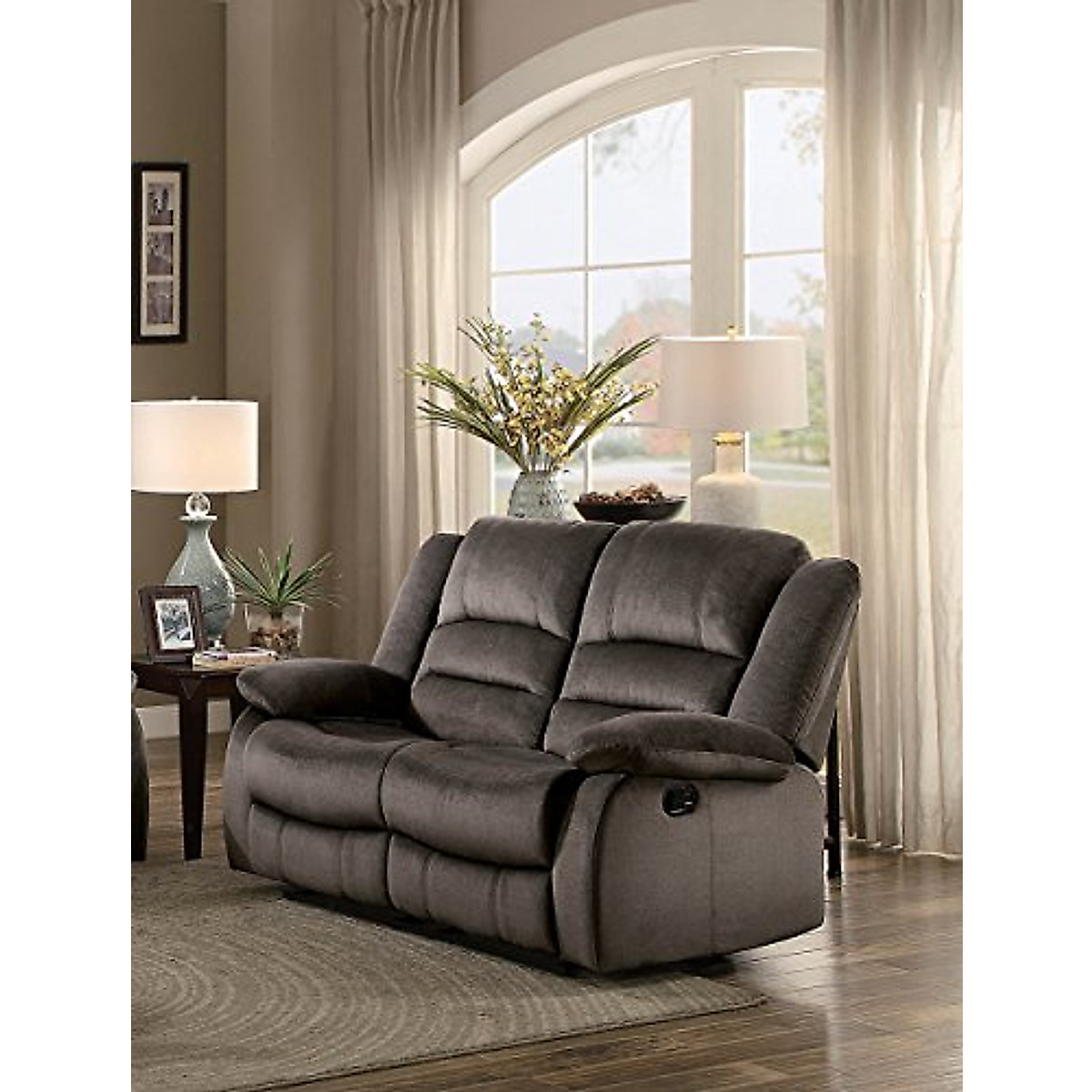 Homelegance Jarita Reclining Loveseat Polyester Fabric Cover, Chocolate