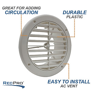 RecPro RV AC Vent 5" Side Vent | Optional Charcoal Filter | White | Camper AC Vent (5 Pack, with Charcoal Filter)