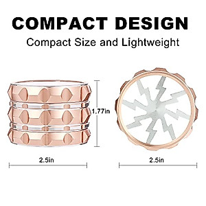 2.5" Aluminium Grinder with Clear Top, Best Gifts, Rose Gold.