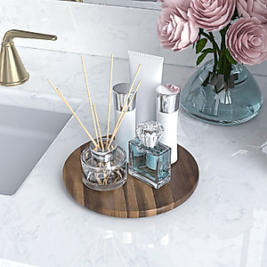 Lazy Susan Turntable for Cabinet - 9.85" Acacia Wood Lazy Susan Organizer for Kitchen Countertop Pantry Coffee Table, Vanity Tray for Perfume Dresser Tops Bathroom Counter Home Decoration