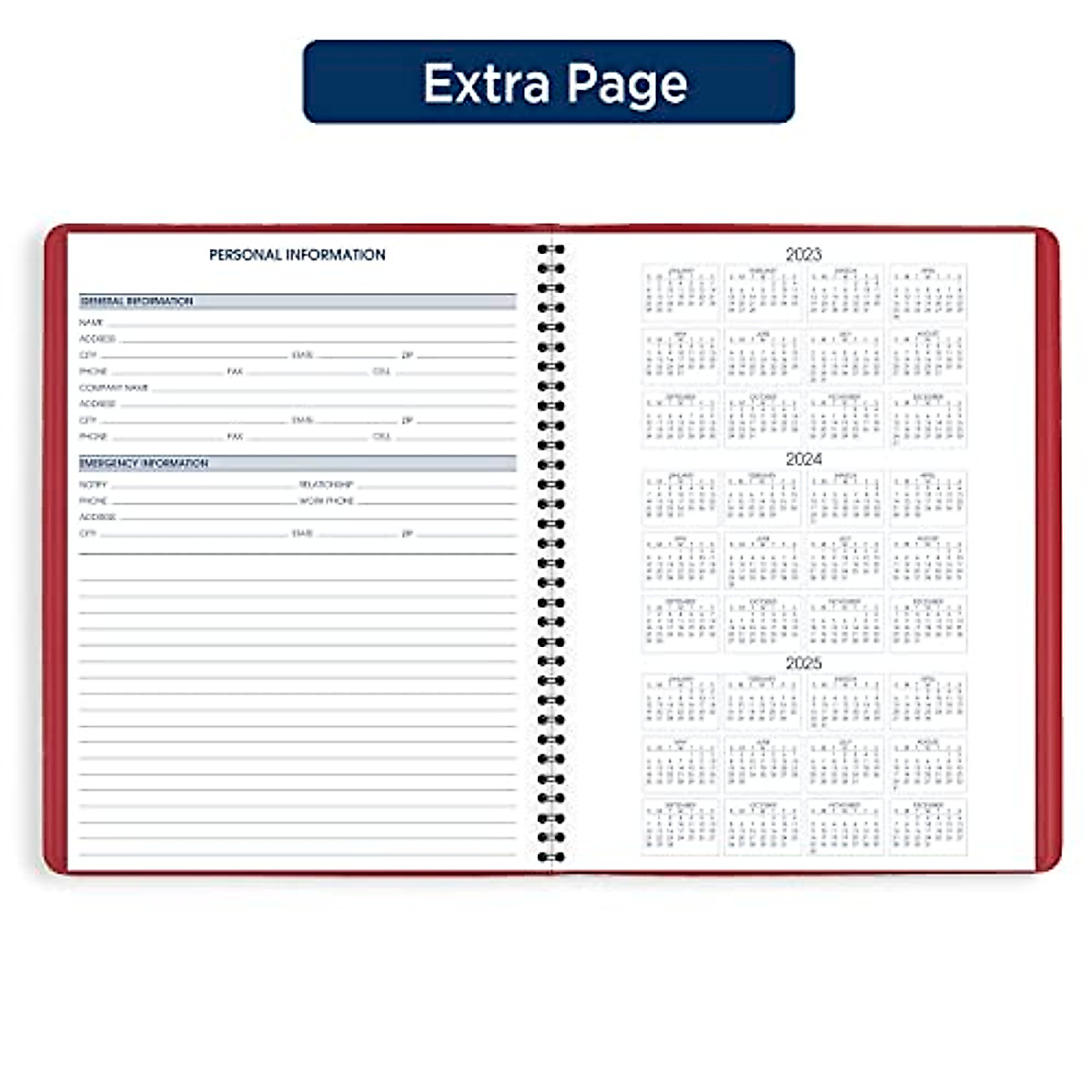 AT-A-GLANCE 2024 Weekly Planner, Quarter-Hourly Appointment Book, 8-1/4" x 11", Large, Red (709401324)