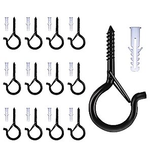 Ceiling Hooks Heavy Duty, Q-Hanger Hooks Eye Hooks Screw Hooks for Outdoor String Lights, Light Hanger Hooks with Safety Buckle Design for Hanging Plants, Lanterns and Christmas Decorations