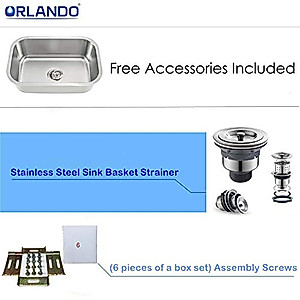 ORLANDO KSU302B 27- inch Stainless Steel Undermount Single Bowl Kitchen Sink 18 Gauge 9 inch Deep