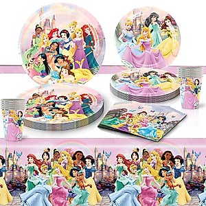 81 PCS Princess Birthday Party Supplies, Princess Tableware Set Includes 40 PCS Plates, 20 PCS Napkins, 20 PCS Paper Cups, 1 PCS Tablecover for Boys Girls Birthday Party Baby Shower DecorationsQ
