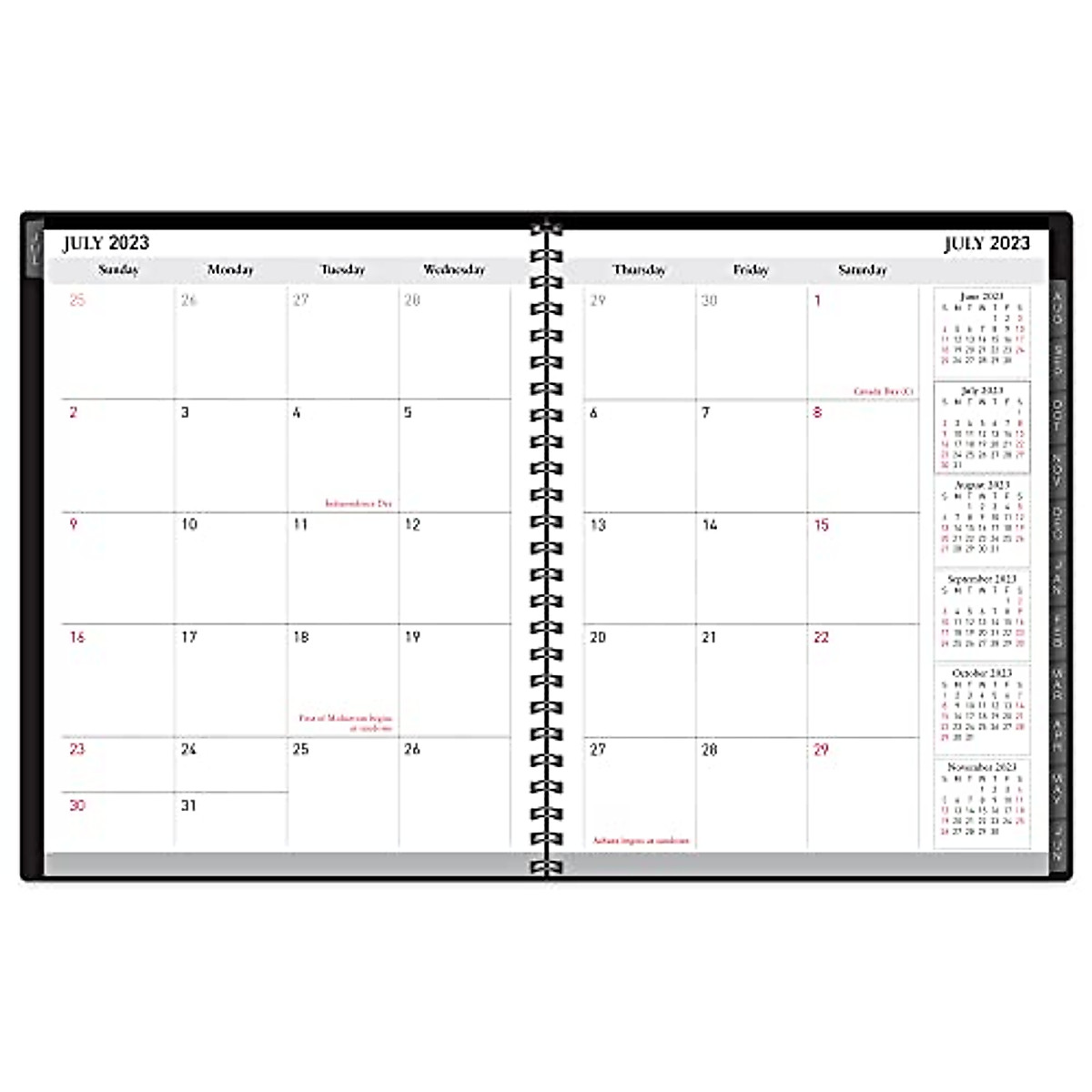 2023-2024 Office Depot® Brand 14-Month Weekly/Monthly Academic Planner, Horizontal Format, 8" x 11", 30% Recycled, Black, July 2023 to August 2024