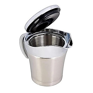 FOXDISK 304 Stainless Steel Double Insulated Gravy Boat 16 oz with Hinged Lid,Sauce Jug and Steak Sauce Pot Double Walled Insulated Thermal (16 oz/450ml)