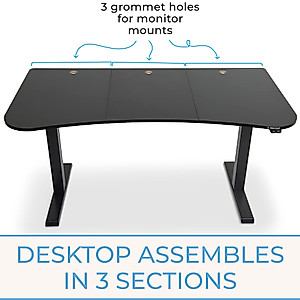 Stand Steady Tranzendesk Power | 63in Electric Gaming Desk | Extra Large Height Adjustable Electric Standing Desk | Ergonomic Computer Desk with 3 Monitor Mount Grommet Holes & Full Size Mouse Pad