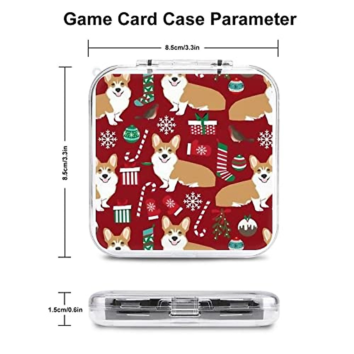 Corgi christmas fabric xmas holiday dogs fabric dog fabric cute christmas fabrics best corgi Game Card Case for Swítch Protective Portable Case Box with 12 Cartridge Slots