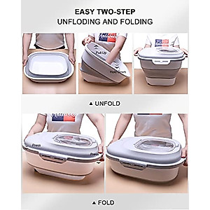 Somkaco Collapsible Food Storage Container with Transparent Lid, Scoop and Wheels, Large food storage for Dog, Cat and Other Pet