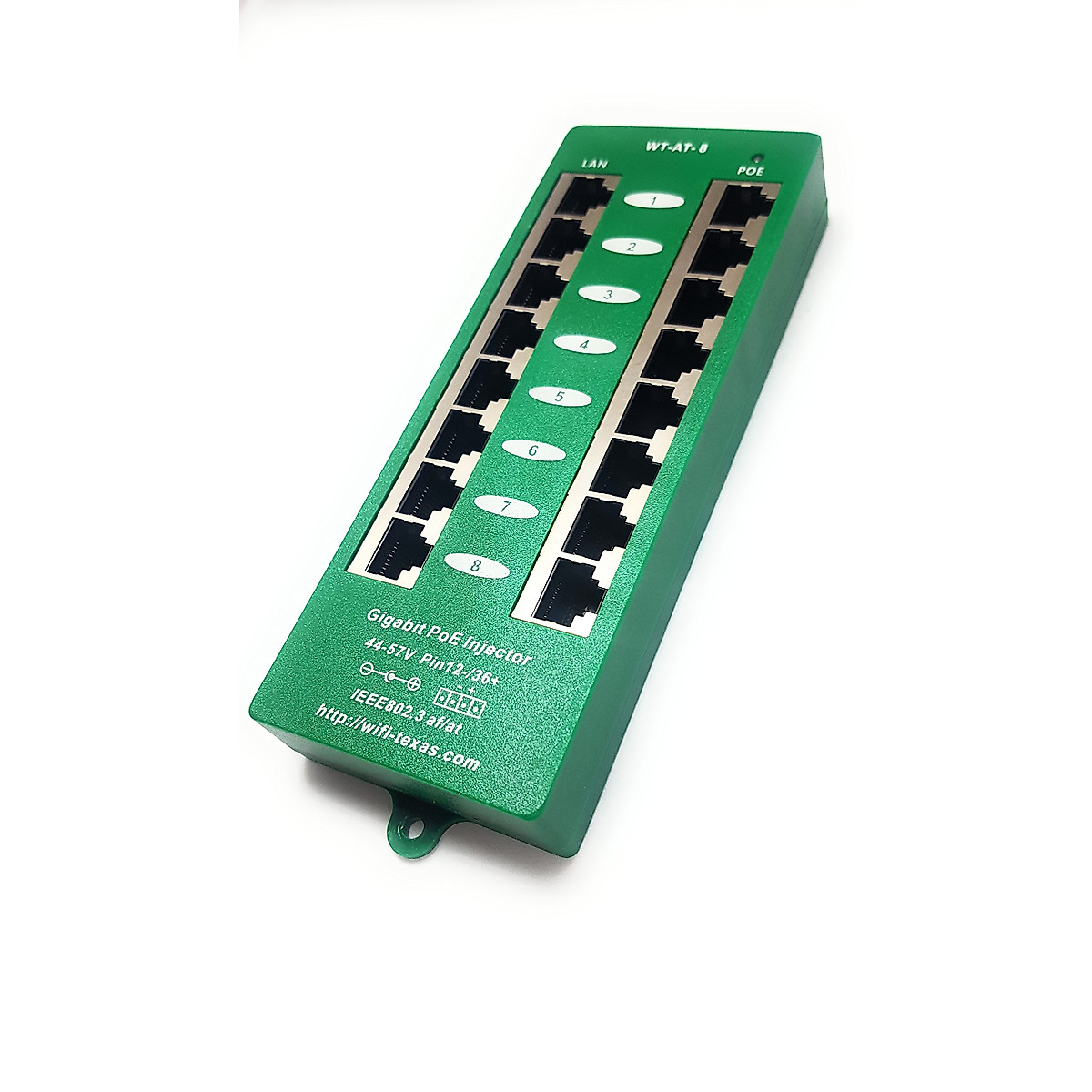 PoE Texas AT-8-56v120w | Gigabit 8 Port Active 802.3at Power Over Ethernet Injector | with 56 Volt 120 Watt Power Supply