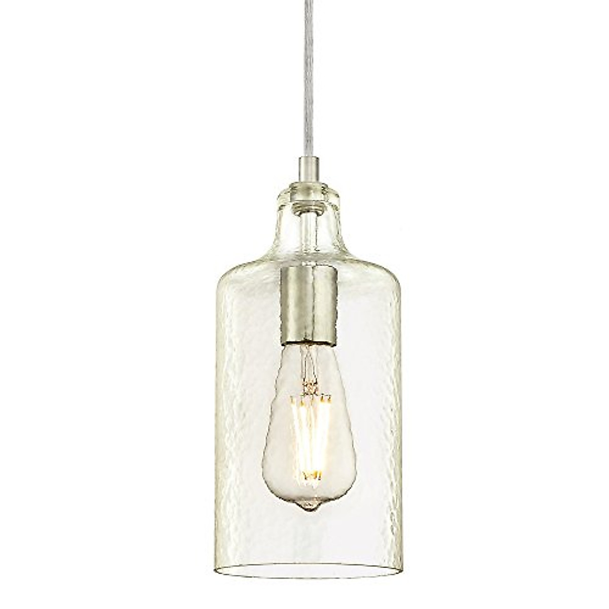 Westinghouse Lighting 6329000 One-Light Indoor Mini Pendant, Brushed Nickel Finish with Clear Textured Glass