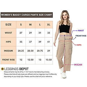 Leggings Depot High Waisted Women’s Straight Wide Leg Trousers w/Pockets, Baggy Cargo Pants, Khaki-Large