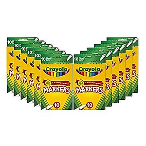 Crayola Fine Line Markers Bulk, School Supplies for Kids, 12 Marker Packs with 10 Colors, Multi