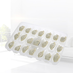 BESTonZON Dumpling Storage Box, Food Storage Containers with Lids, Reusable 21 Grid Dumpling Box Bins Holder with Lids for Refrigerator, Good Sealing Stackable Food Containers for Kitchen and Fridge