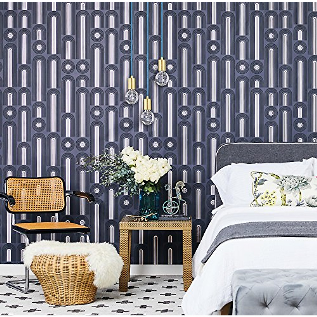 Globe Electric 69997 Emile 1-Light Plug-in Exposed Pendant, 15-ft Teal Cloth Cord, in-Line On/Off Rocker Switch, Brass Socket, 180