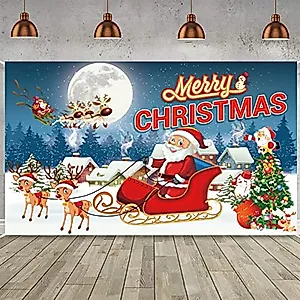 Large Christmas Banner Backdrop Winter Christmas Banners Decorations Xmas Party Photography Background Decoration Outdoor & Indoor, Wall Hanging Decor, 72.8 x 43.3 inch