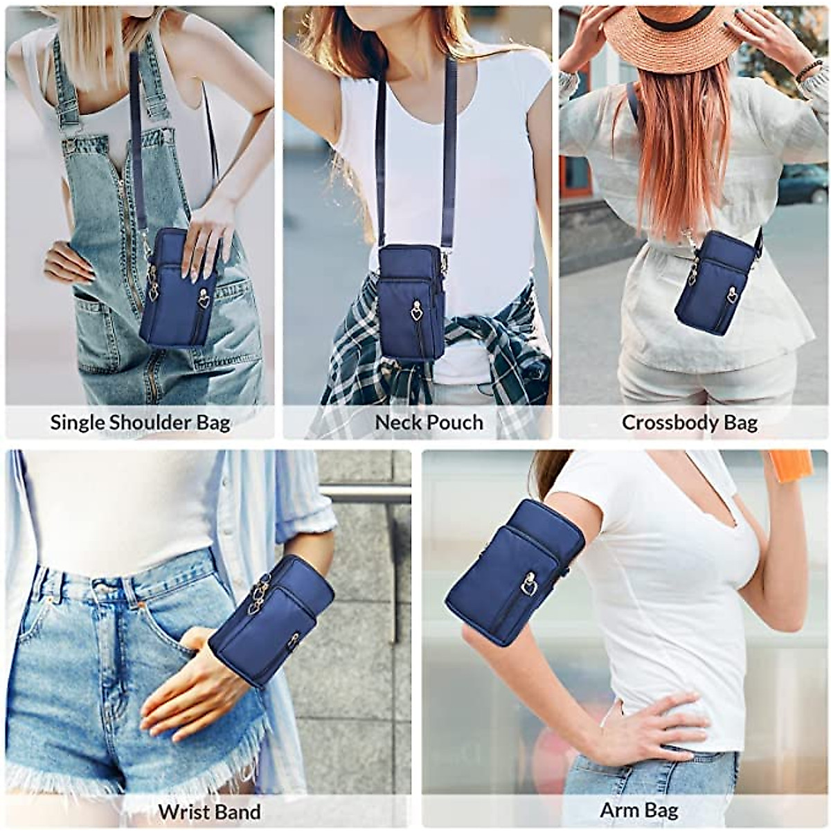 Women Crossbody Cell Phone Purse Wristband Sport Armband Wallet Bag Zipper Nylon Handbags