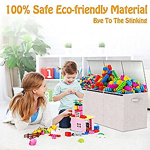 pasanba Large Toy Box, Collapsible Large Toy Chest for Kids with Lid and Handles, Toy Storage Organizer for Boys, Girls, Nursery, Play Room, Bedroom, 40.2 * 15.7 * 13.9 In,150L(Grey)