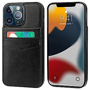 KIHUWEY Compatible with iPhone 13 Pro Max Case Wallet with Credit Card Holder, Premium Leather Magnetic Clasp Kickstand Heavy Duty Protective Cover for iPhone 13 Pro Max 6.7 Inch(Black)