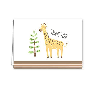 Jungle Animal Baby Child Thank You Greeting Cards / 36 Note Cards / 6 Safari Thanks Designs