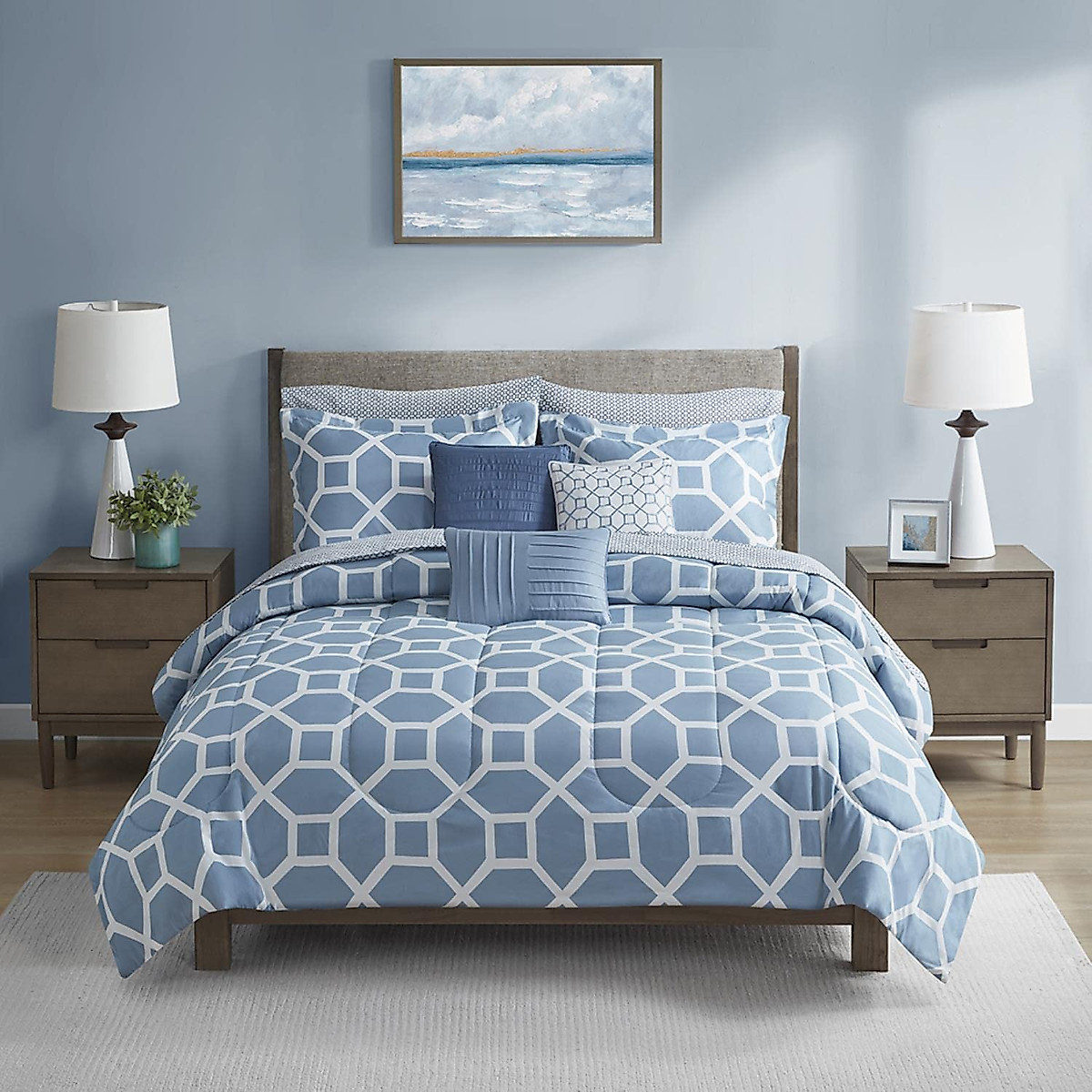 Beautyrest Polyester Printed 10-PC King Comforter Set with Blue BR9144409622-18