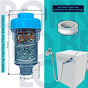ORBON Hard Water Filter for Washing Machine | Washing Machine Inline Water Filter | Washing Machine Hose Filter | 3/4" BSP Thread | With Teflon Tape | For Fully Automatic Washing Machines | 1 Unit