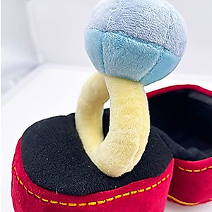 Valentine Gift Ring Box Plush Toy Love Ring Box Case Organizers Valentine’s Day Marriage Proposal Wedding Anniversary Creative Gift for Mens Women, Red