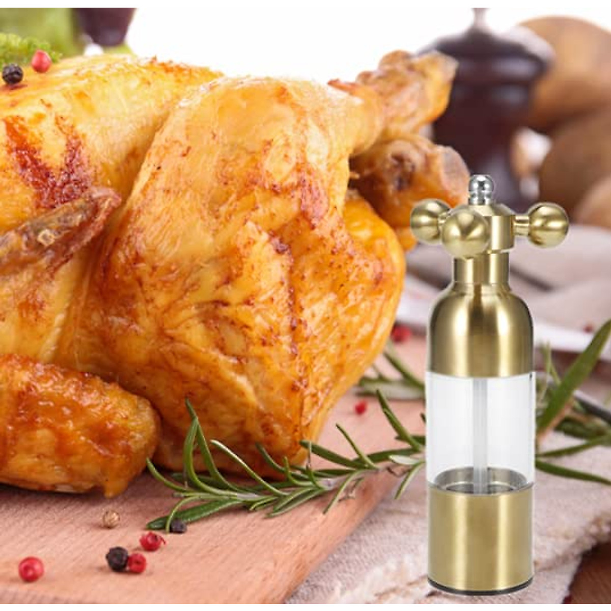 Pepper Mill, Pepper Grinder, Refillable Pepper Salt Spice Mill Grinder, Seasoning Grinding Kitchen Tool, Stainless Steel Sea Salt Grinder for Cooking Home Kitchen(Gold)