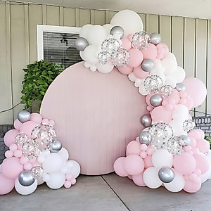 Pink and Silver Balloons, Pastel Pink White Balloons Metallic Silver Balloons White Pink Party Balloons Macaron Pink Silver Confetti Balloons for Girls Kids Birthday Wedding Baby Shower Graduation