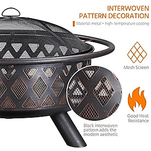 Yaheetech 36in Outdoor Fireplace Wood Burning Firepalce for Bonfire Patio Backyard