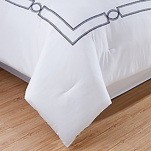 BLUENILEMILLS Kensington Embroidered Comforter Set with Pillow Shams, Luxury Hotel Bedding with Soft Microfiber Shell, All Season Down Alternative Fill - Twin/Twin XL, Navy Blue