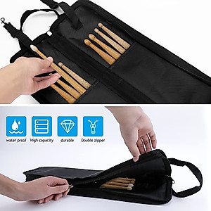 JIELISI Drumstick Holder Oxford Cloth Drum Stick Bag Container for Drum Set Hanging On Stick Holder Bag Container Large Capacity Drum Stick Storage Bag Up to 6 Pairs
