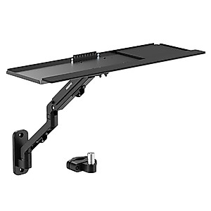 Mount-It! Keyboard Mount for Wall or Pole Mounting, Keyboard and Mouse Stand, Tray with Full Motion Swivel, Spring Arm, Easy Adjustments Tilt and Extension