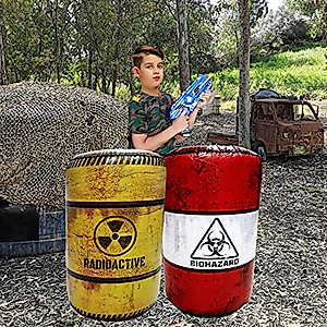Pack of 4 Combat Battlefield Inflatables + Pack of 2 Barrels Inflatable Compatible with Nerf. Laser Tag Warzone