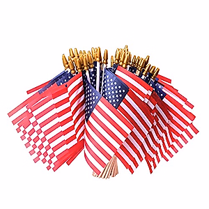 Small American Flags on Stick, 50 Pcs Fourth of July Decorations Outdoor 4''x6'' USA Flag, 4th of July Flags American Flag Small With Wooden Stick,Mini Flags for Outside Patriotic Decor for Yard Patio