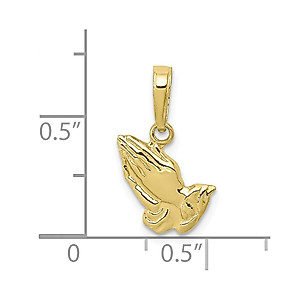 Solid 10k Yellow Gold Praying Hands Pendant Charm