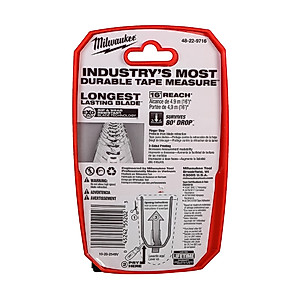 Milwaukee 48-22-9716 16 ft. x 1-5/16 in. Gen II Stud Tape Measure with 17 ft. Reach
