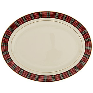 Lenox Winter Greetings Plaid Oval Platter