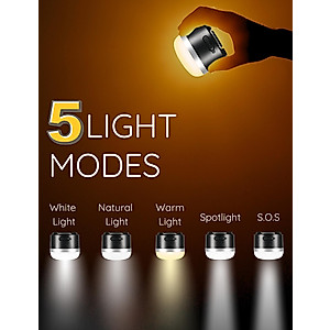 Joyzy Camping Lantern Rechargeable, LED Camping Light with 5 Light Modes, Outdoor Rechargeable Lantern, Adjustable Brightness Mini Hanging Lantern for Camping (Black)