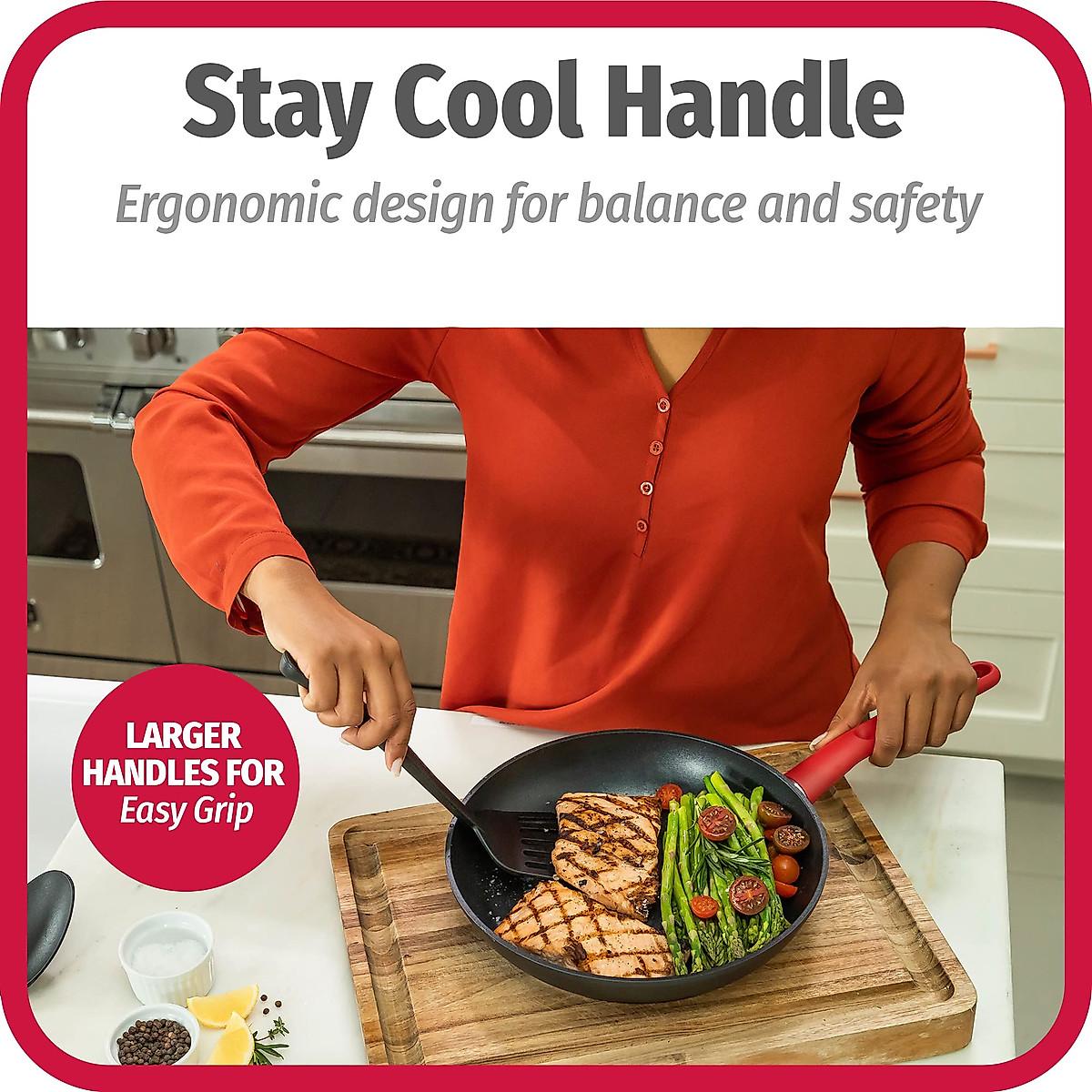 GoodCook ProEase 12" Nonstick Aluminum Frying Pan Skillet, Nonstick Fry Pan for Healthier Cooking, Black