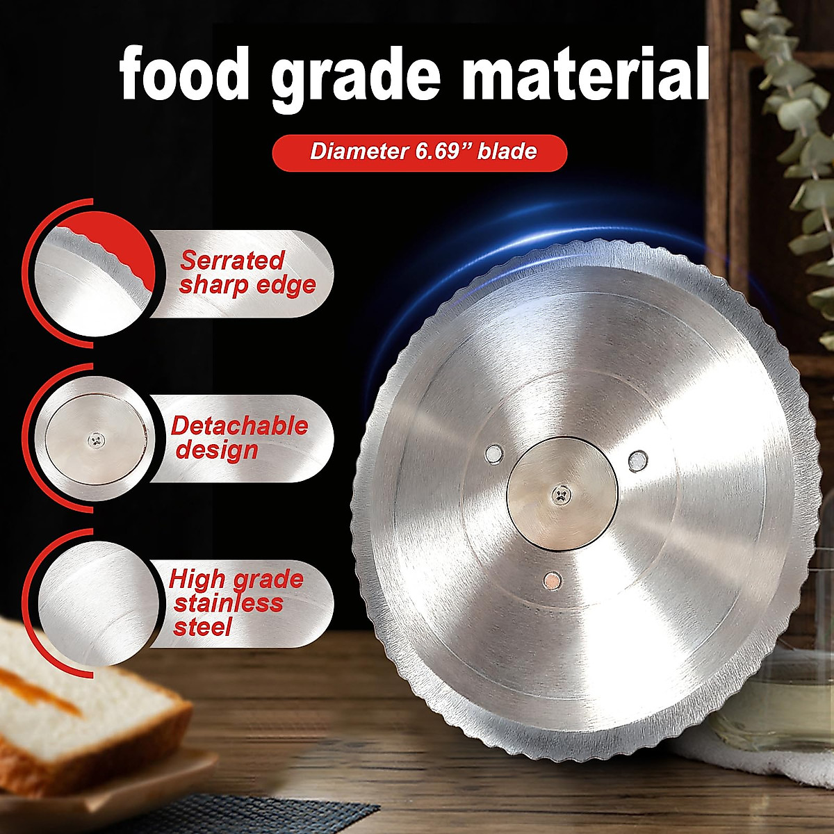 Manual Bread Slicer for Homemade Sourdough Bread, Adjustable Thickness&Evenly Slicing, Hand Crank Bread Slicer with Scale Line and Suction Cup, Sharp Blade, Suitable for Sourdough Bread, Etc