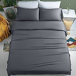 Shilucheng 100% Cooling Bamboo_ Sheets Set- King Size 1800 Thread Count Soft Bed Sheets,16 Inch Deep Pocket,Breathable,Comfortable and Pilling Resistant -4PC(King,Dark Grey)
