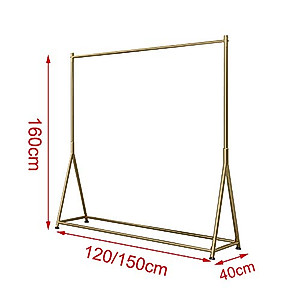 Iron Floorstanding Clothes Rail,Fashion Simple Garment Hanging Display,Mall Clothing Store/Golden / 120×160×40cm
