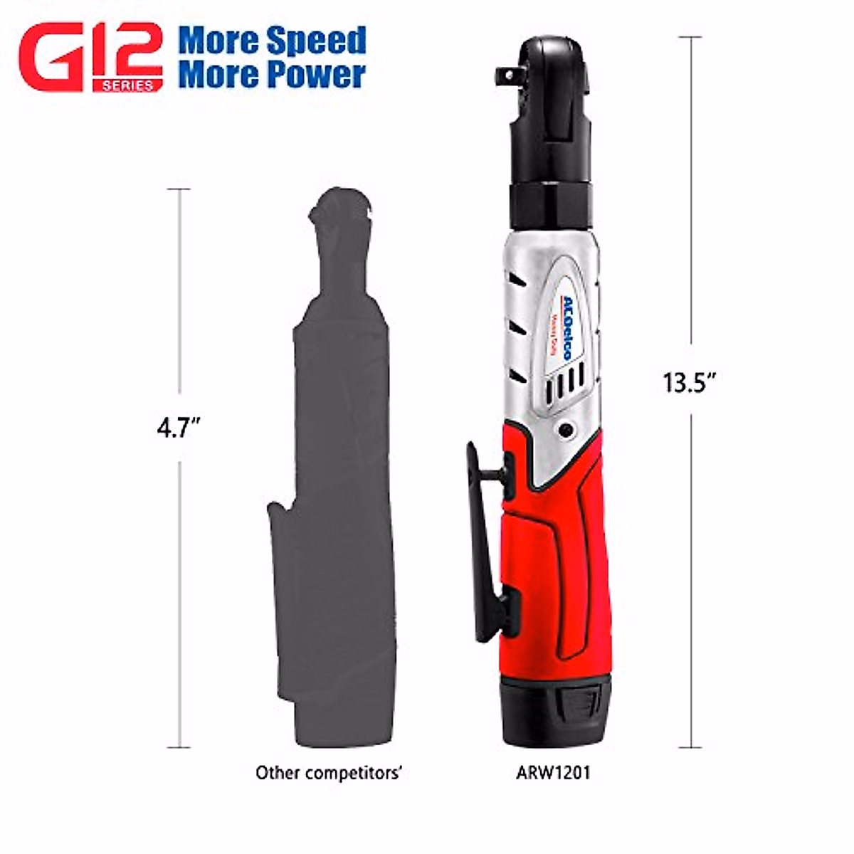 ACDelco ARW1201 G12 Series 12V Cordless Li-ion 3/8” 57 ft-lbs. Ratchet Wrench Tool Kit with 2 Batteries and Carrying Case